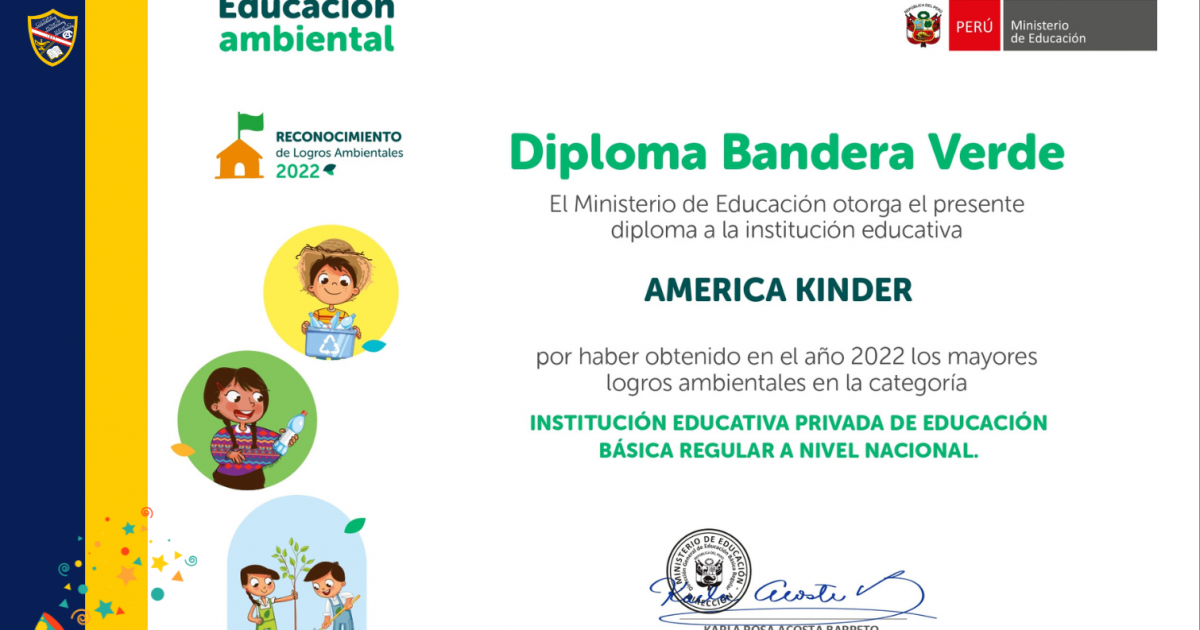 Reconocimiento oficial de logros Ambientales 2022 – Colegio América del ...